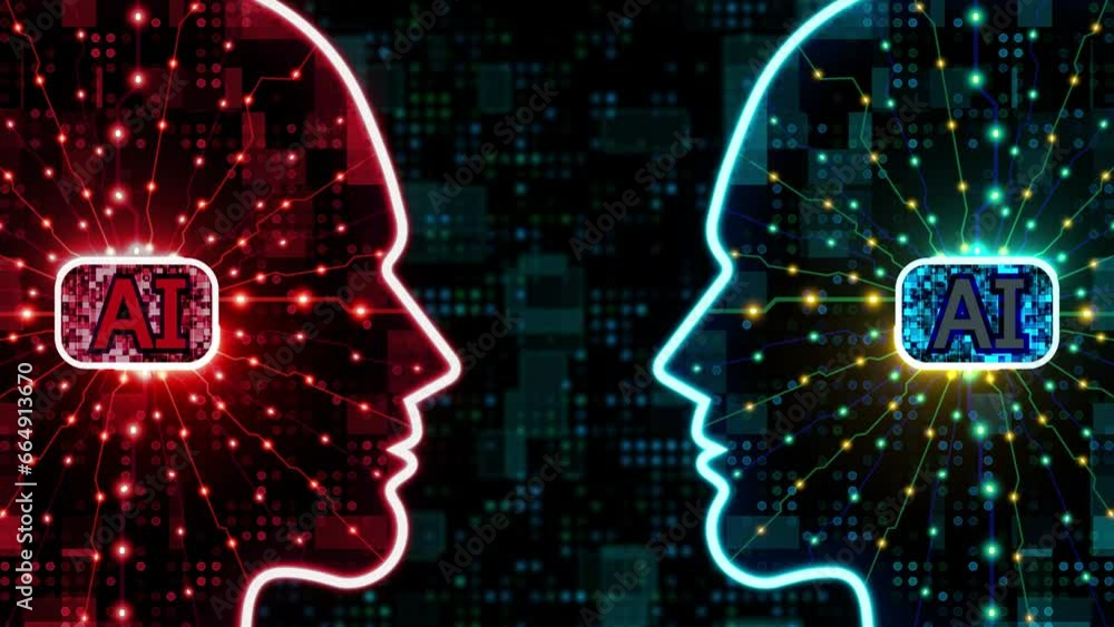 advantages and disadvantage of artificial intelligence technology concept animation with blue ...