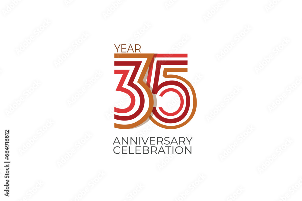 35th, 35 years, 35 year anniversary with retro style in 3 colors, red ...