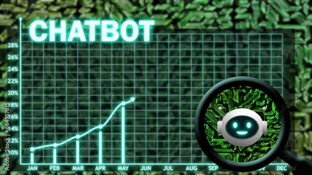 increasing chatbot demand, users, and market value graph animation ...