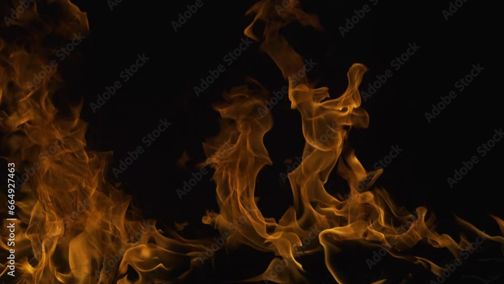 Fire flames, red and yellow, thermal energy at the fuel. Burn lights on ...