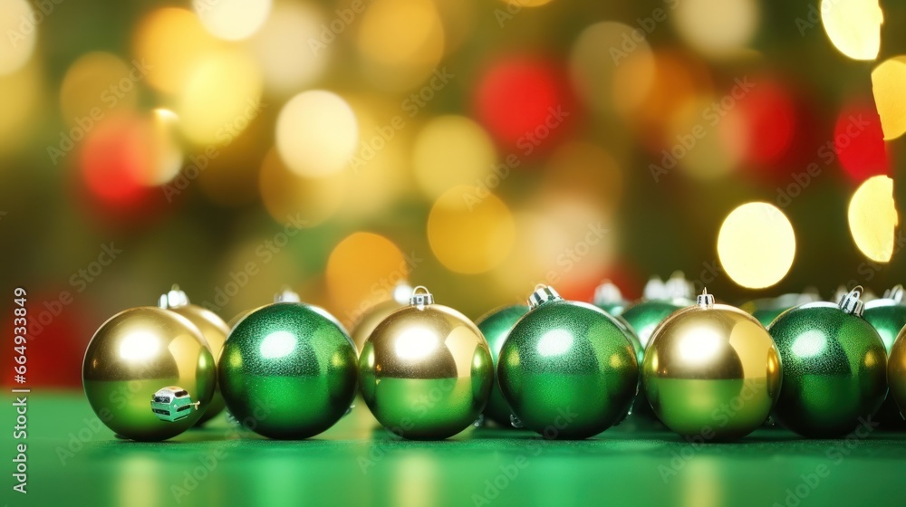 "Festive Billiards with Golden Christmas Balls on Green Background ...