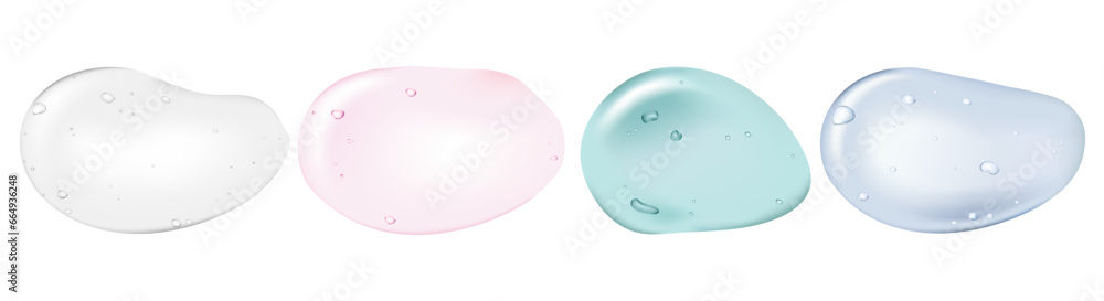 Glycerin gel texture set. Different colors of Cosmetic cream clear ...