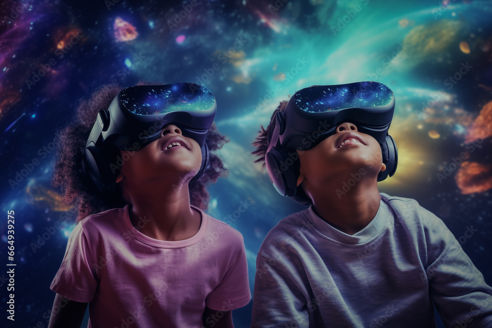 New generation Kids Using VR Headsets to Immerse Into New VR Gaming ...