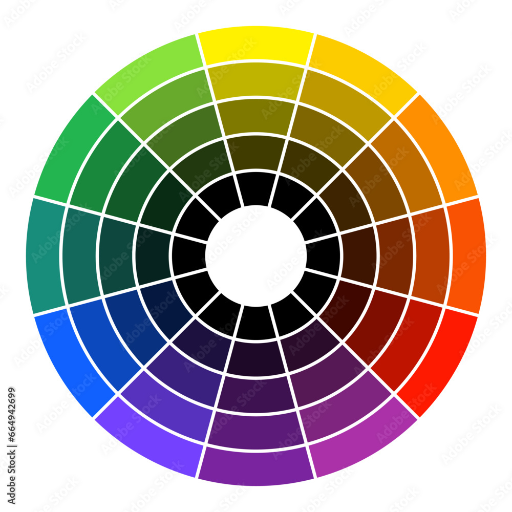 Color wheel with colors and gradients. Circular color scheme isolated ...