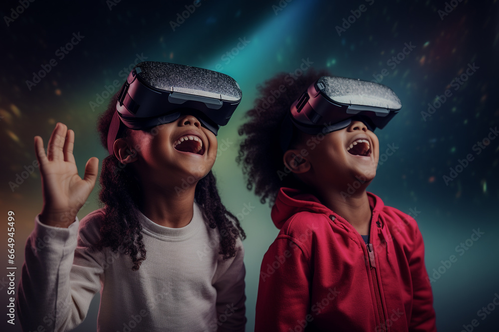 New generation Kids Using VR Headsets to Immerse Into New VR Gaming ...