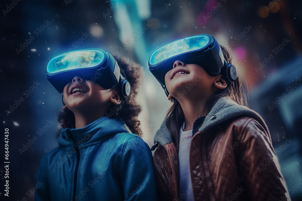 New generation Kids Using VR Headsets to Immerse Into New VR Gaming ...