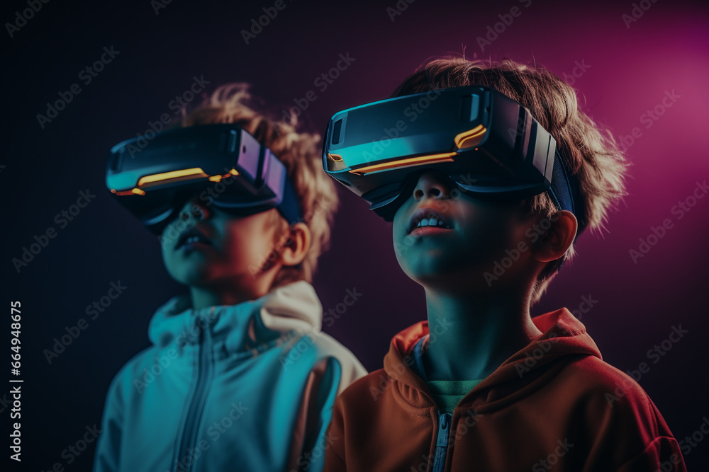 New generation Kids Using VR Headsets to Immerse Into New VR Gaming ...