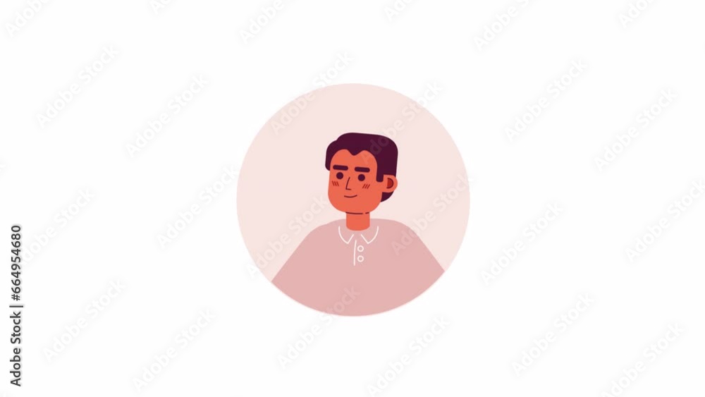 Mexican young man relaxed standing 2D avatar animation. Cheerful guy ...