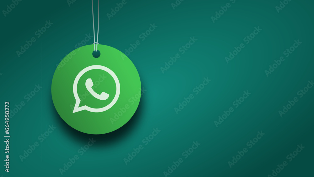 Whatsapp banner template. Round tag with whatsapp logo inside. Design ...