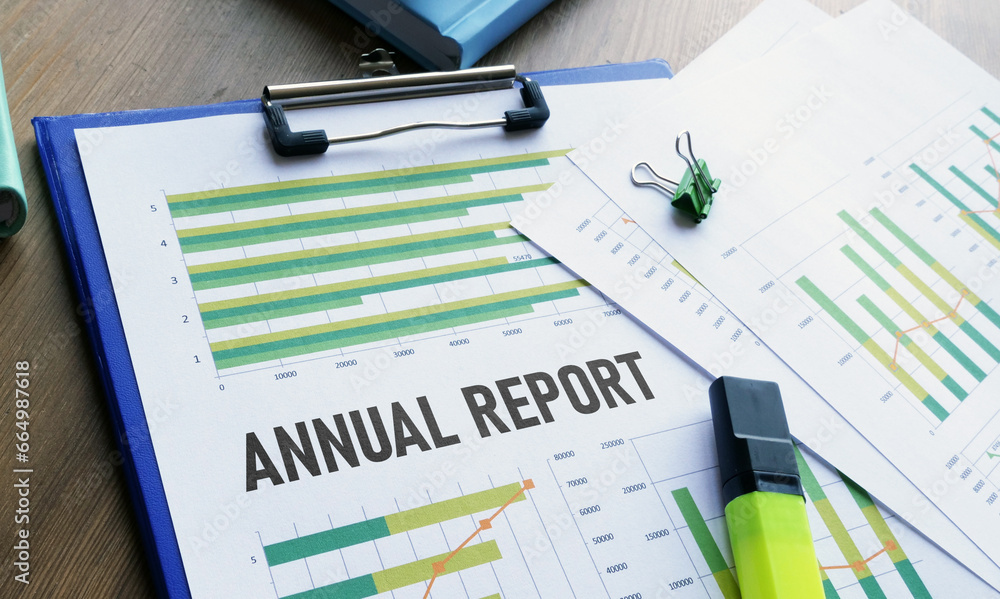 Annual report is shown using the text and photo of charts and graphs ...