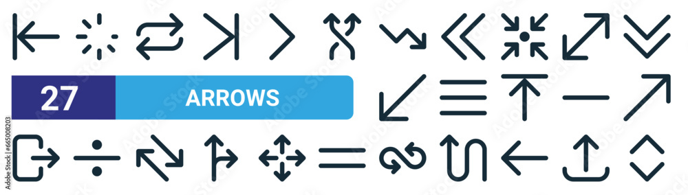 set of 27 outline web arrows icons such as back arrow, loading ...