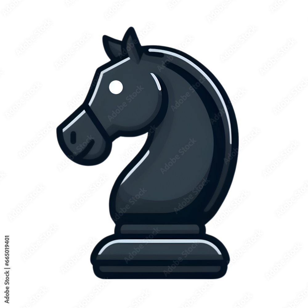 2d flat black chess knight illustration isolated on transparent ...