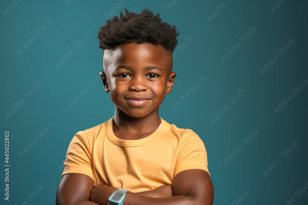 Boy bodybuilder kid flexing muscles on plain background. Stock Photo ...
