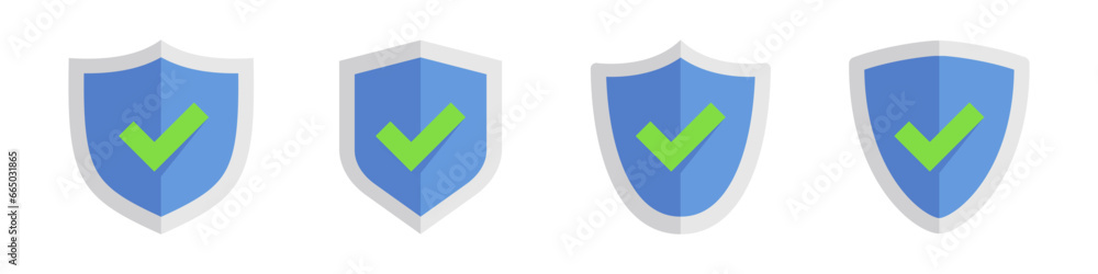 Shield check mark logo icon set. Safety icon set. Vector illustration ...