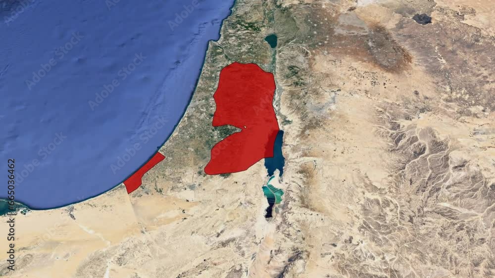 An animated 3D satellite image map of the earth zooming into the ...