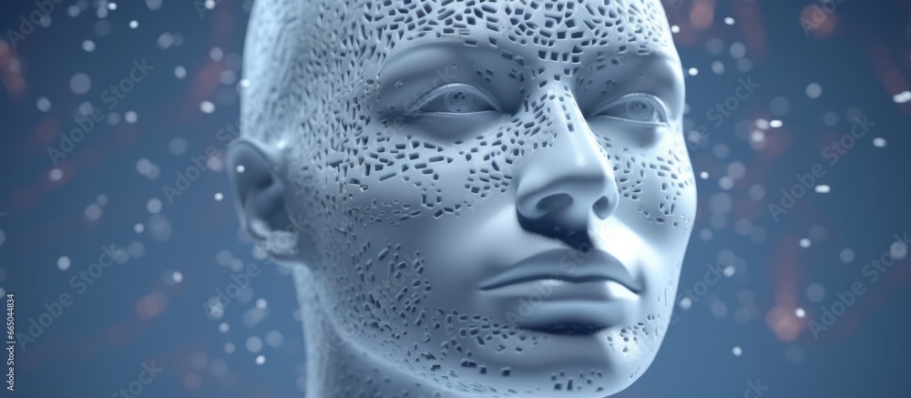 Concept of artificial intelligence, robot face combined with electronic ...