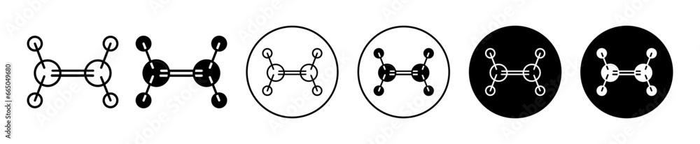 Ethene and ethylene molecule with chemical formula icon. Ethylene atom ...