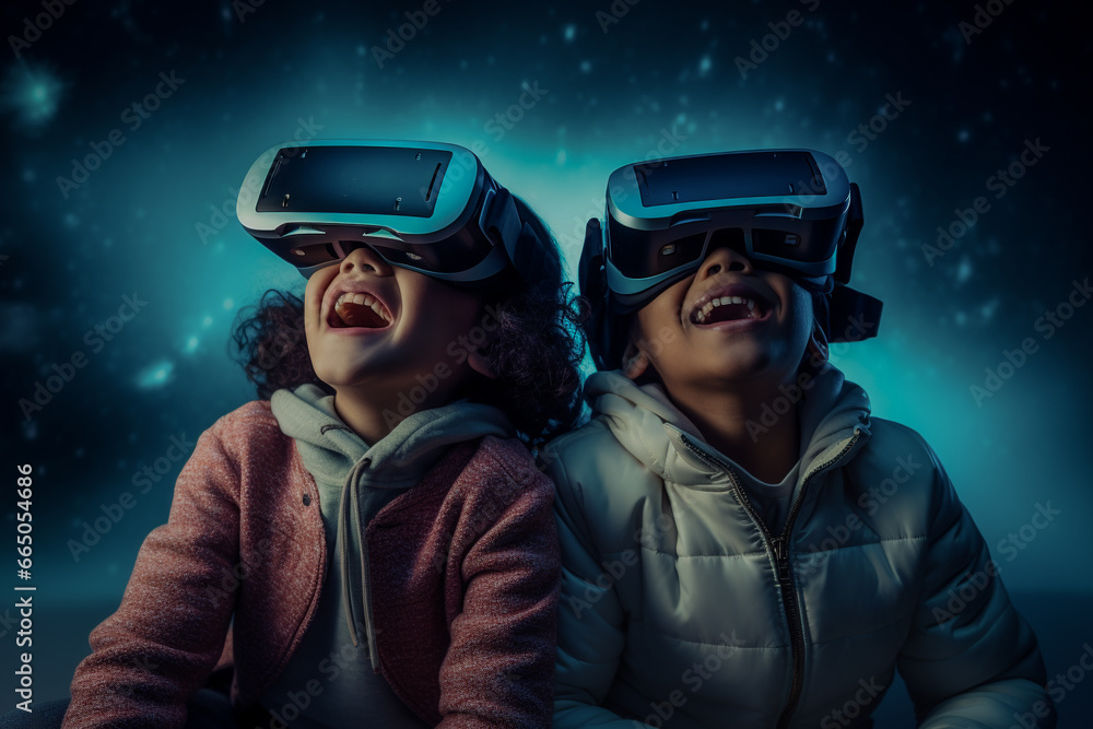 New generation Kids Using VR Headsets to Immerse Into New VR Gaming ...