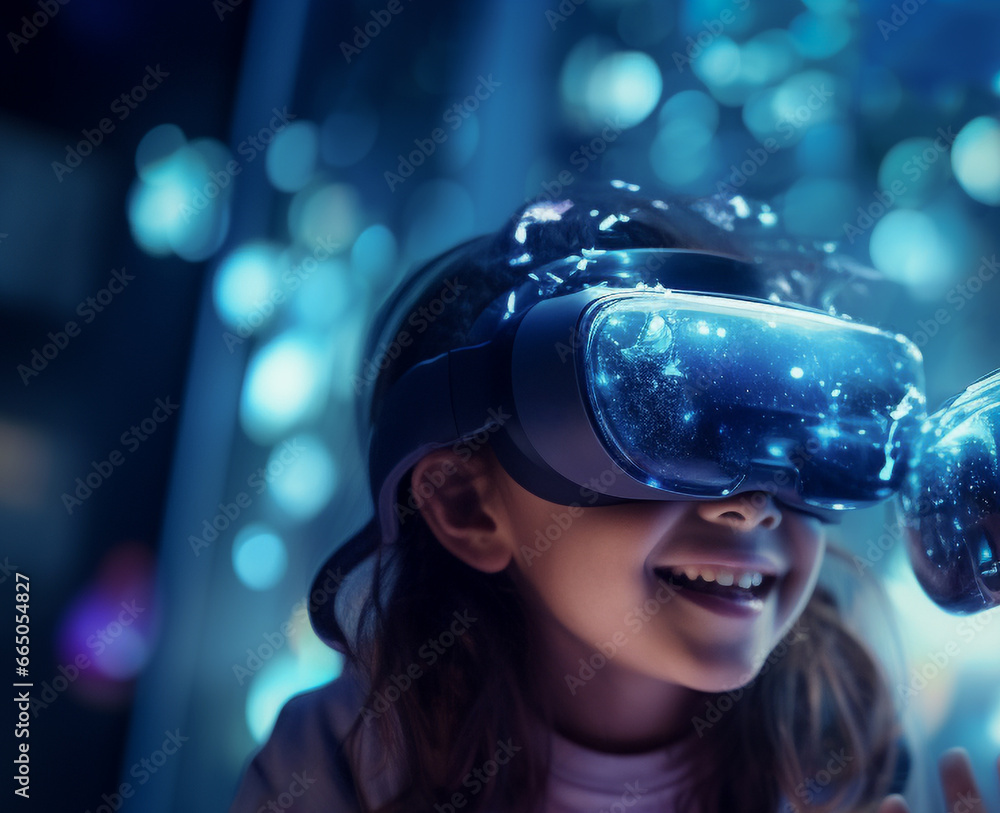 New generation Kids Using VR Headsets to Immerse Into New VR Gaming ...