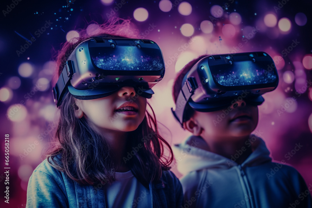 New generation Kids Using VR Headsets to Immerse Into New VR Gaming ...
