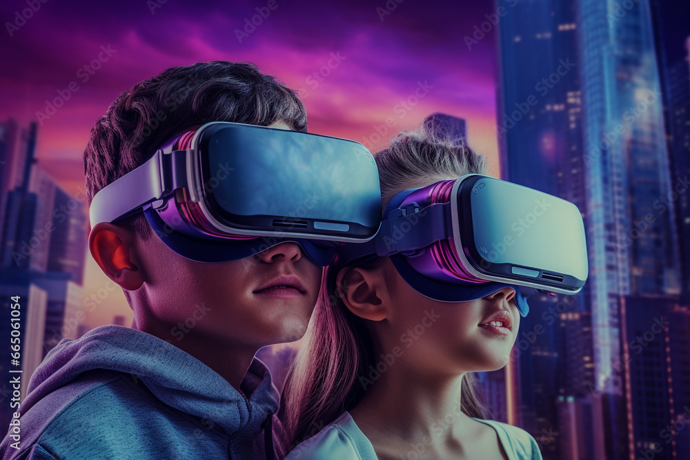 New generation Kids Using VR Headsets to Immerse Into New VR Gaming ...