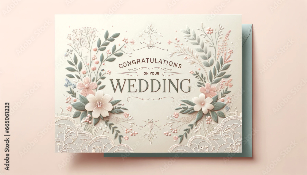 Wedding congratulations cards designed in soft, gentle pastel colors ...