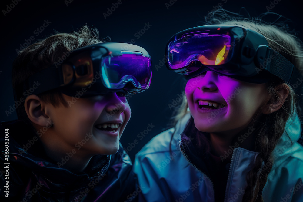 New generation Kids Using VR Headsets to Immerse Into New VR Gaming ...