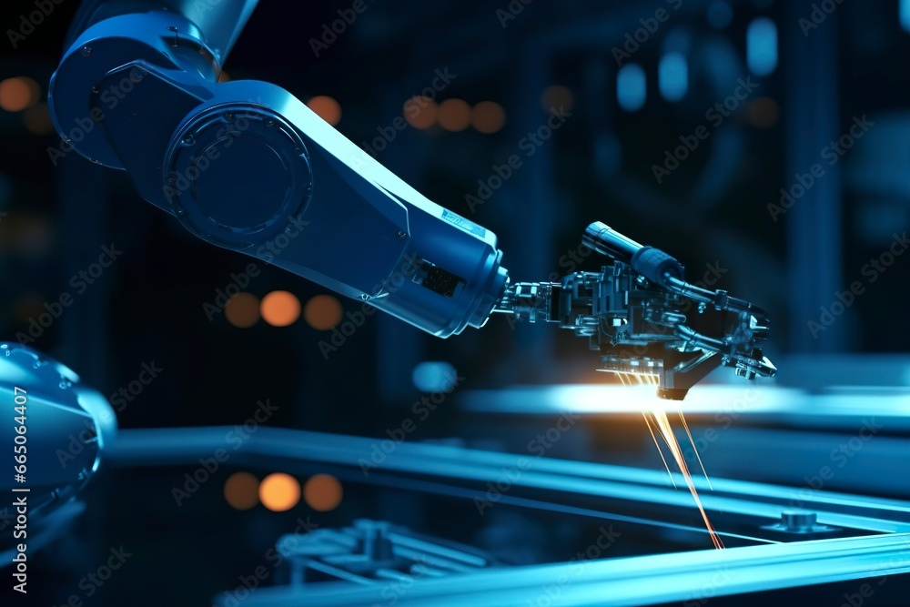 Arm robot working with Screen monitor control industrial machine robot ...