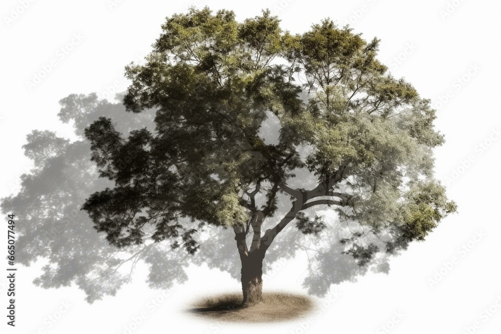 Top view of a tree casting a shadow on a transparent background ...