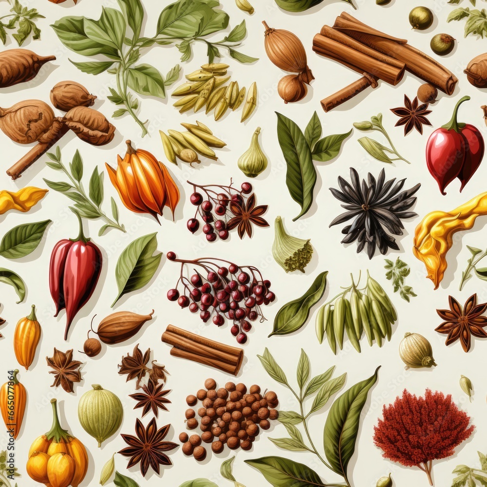 Spicy tea pattern, Spiced tea seamless background, Cartoon cinnamon ...