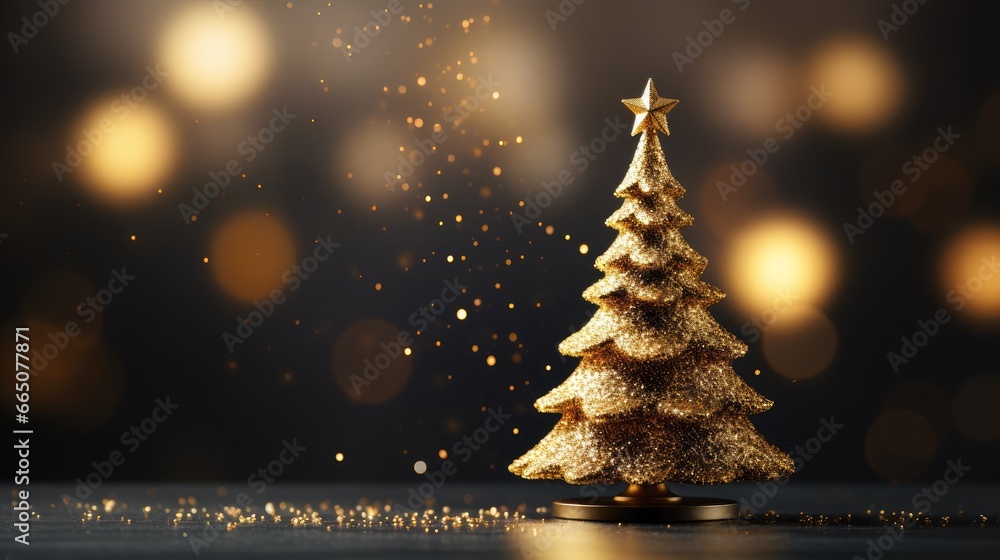Elegant Gold Christmas Tree: A shining gold Christmas tree with a ...