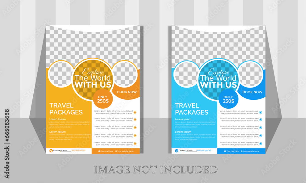 Travel poster or flyer pamphlet brochure design layout space for photo ...