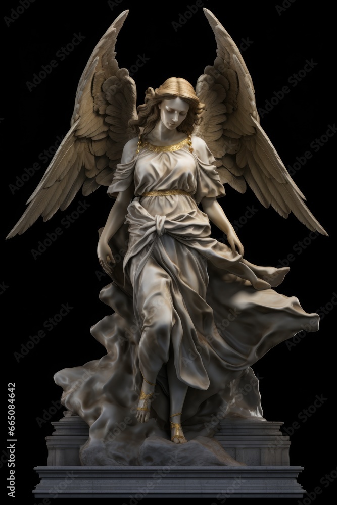 ภาพประกอบสต็อก Catholic stone marble granite angel statue. Isolated ...