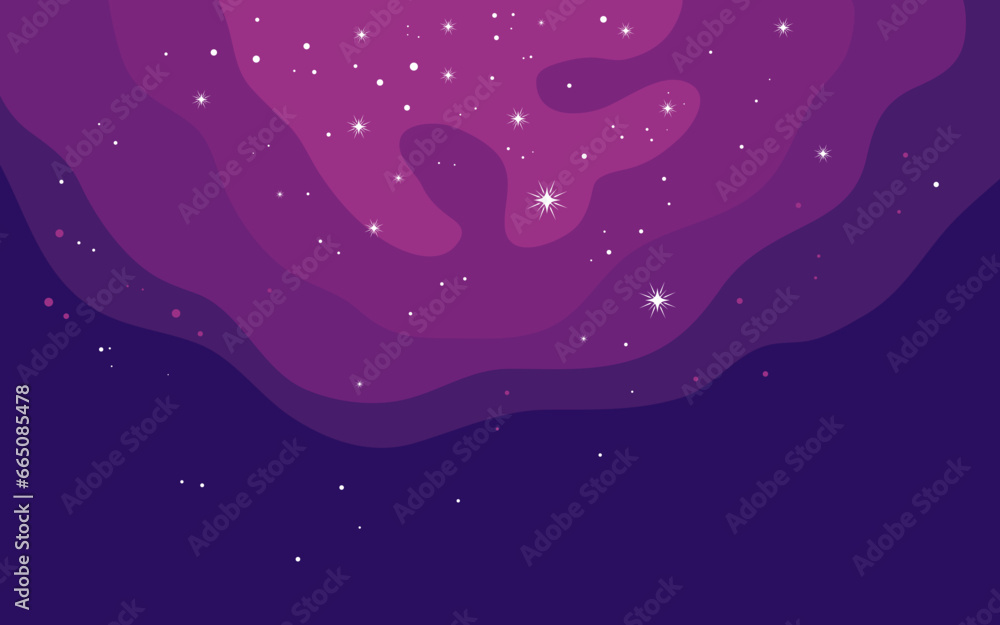 Vector space background . Cute flat style template with Stars in Outer ...