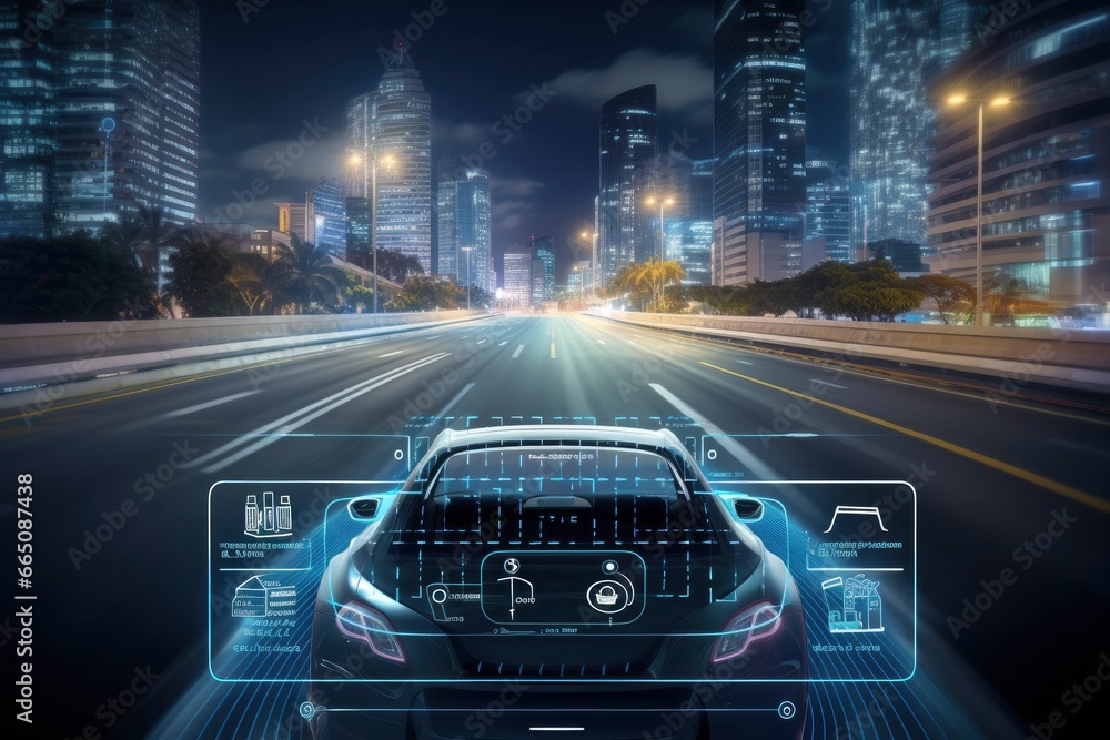 Modern smart car technology intelligent system using Heads up display ...