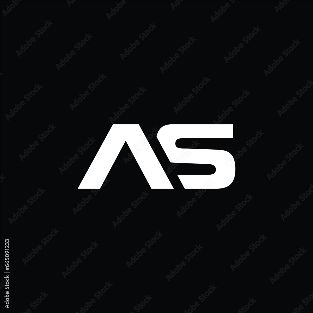 Monogram Letter AS Logo Design. Black and White Logo. Usable for ...