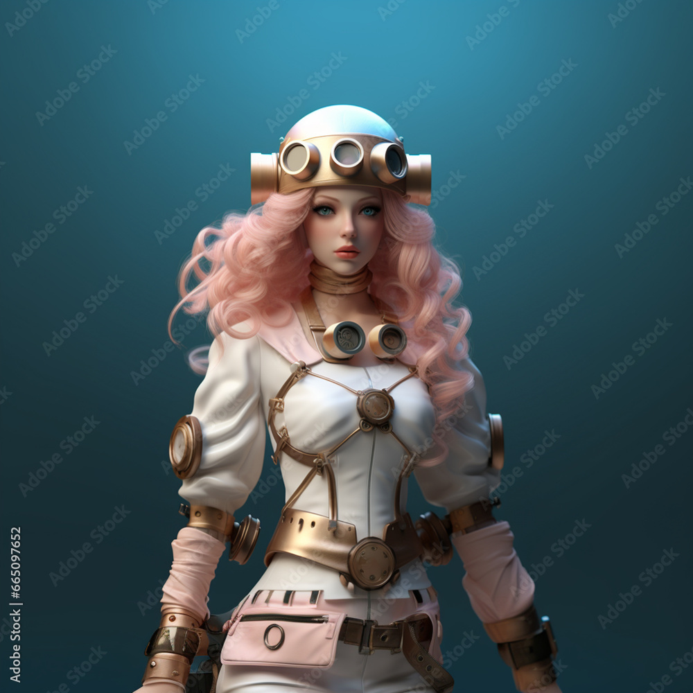 Top model Girl, full body, Steampunk, Mechanic Pirate Style Dress in ...