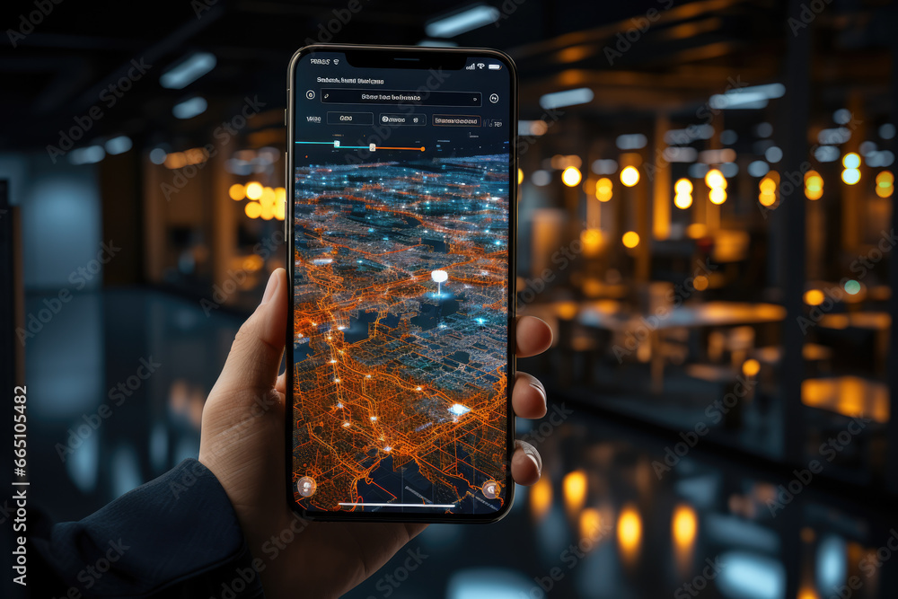 A person tracking the real-time location of a delivery truck using a ...