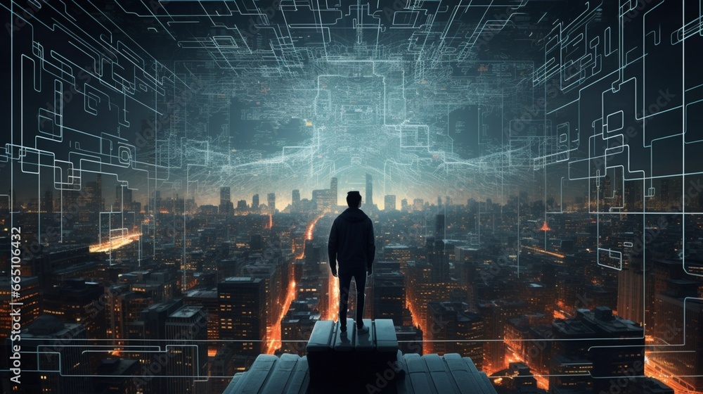 hyper-realistic scene illustrating the artistry of Cybersecurity, where ...