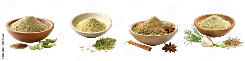 Fennel Bowl Powdered And Spices Hyperrealistic Highly Detailed Isolated ...