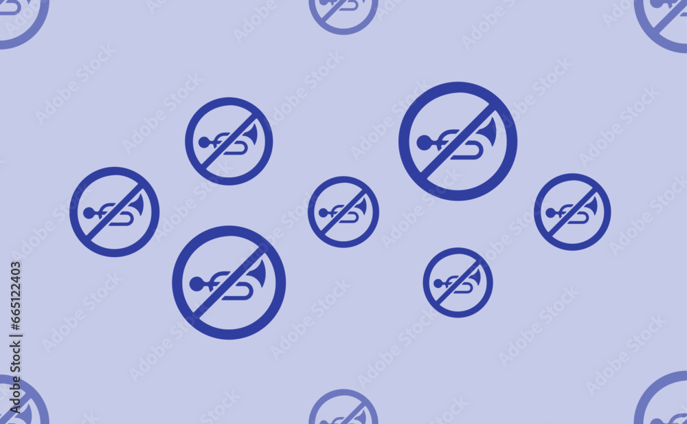 Seamless pattern of large isolated blue horning prohibited signs. The ...