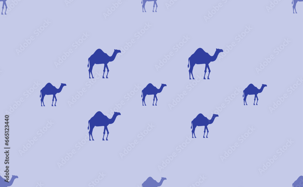 Seamless pattern of large isolated blue camel symbols. The pattern is ...