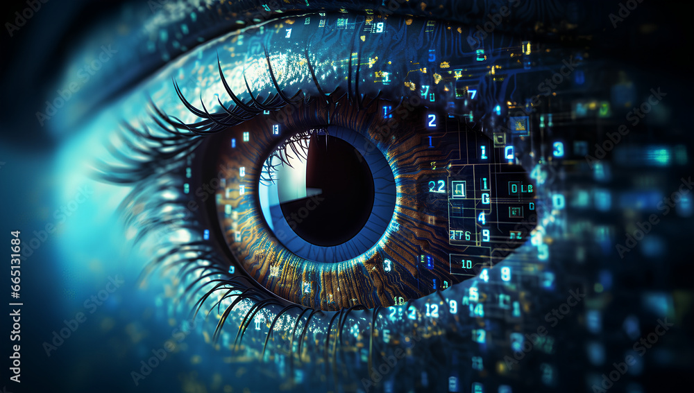 Human multicolored iris of the eye animation concept. Rainbow lines ...