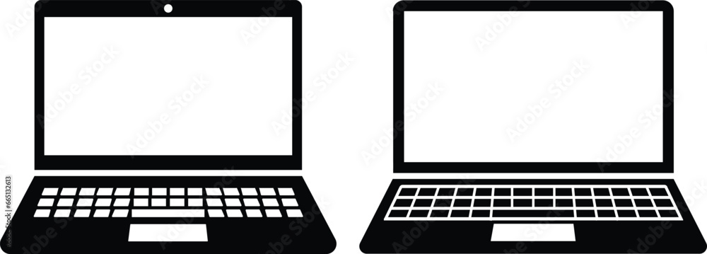 Laptop computer icon in flat set. isolated on transparent background ...