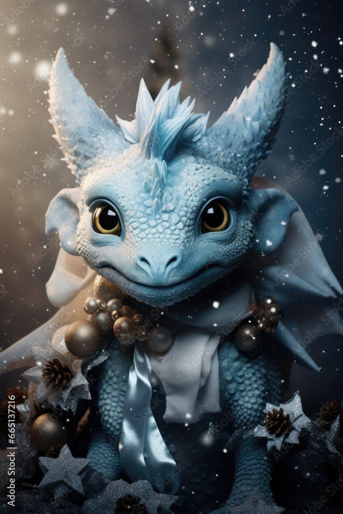 Symbol of 2024. blue dragon illustration. New Year's and Christmas ...