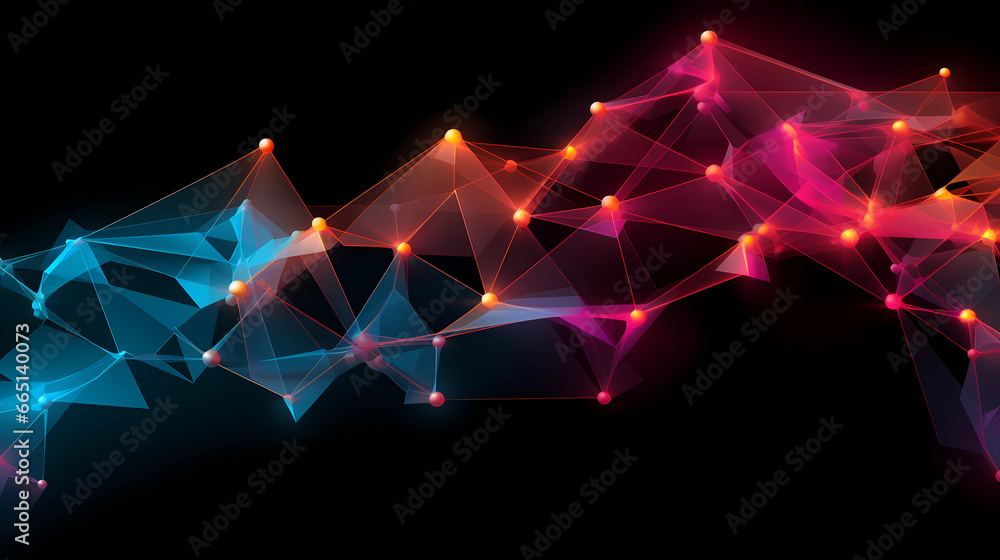 Neon Black Background Digital Desktop Wallpaper HD 4k Network Nodes ...