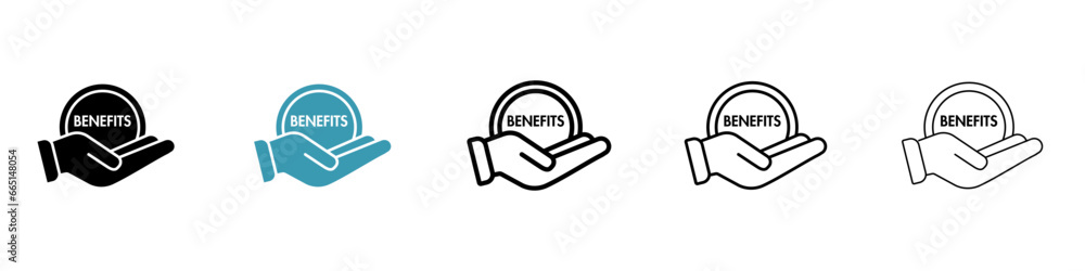 Benefits sign icon set. Exclusive advantage vector symbol. Line icon ...