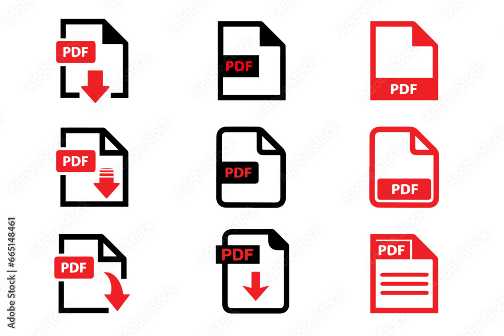 PDF file format icons set. PDF file stock download symbols. Format for ... PDF file format icons set. PDF file stock download symbols. Format for ...