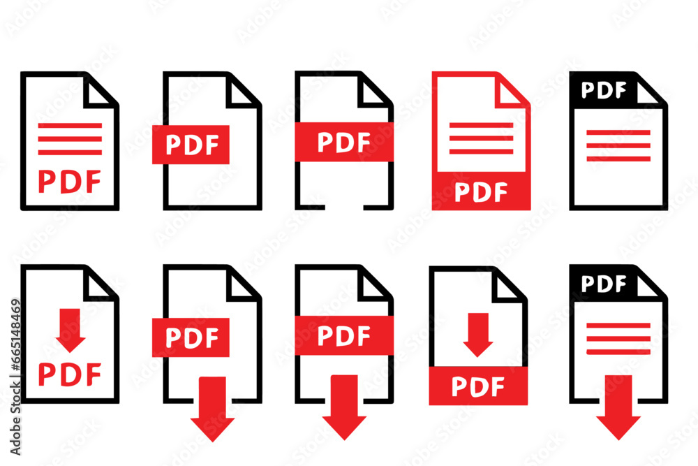 PDF file format icons set. PDF file stock download symbols. Format for ... PDF file format icons set. PDF file stock download symbols. Format for ...