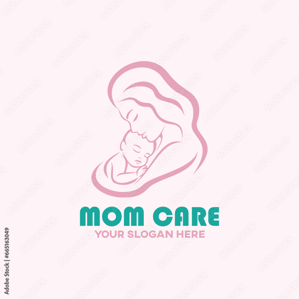 mom baby care logo design vector Stock Vector | Adobe Stock
